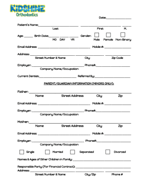 Fillable Online Ortho Patient Reg Forms - KidShine Fax Email Print ...