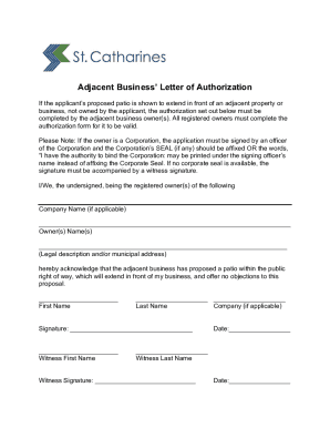 Fillable Online Adjacent Business' Letter of Authorization Fax Email ...