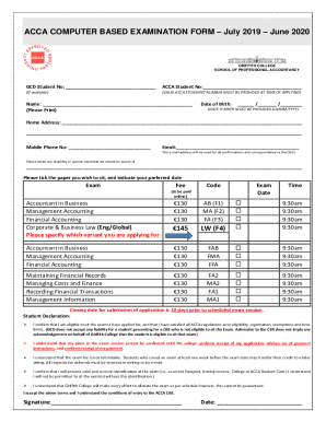 Fillable Online ACCA COMPUTER BASED EXAMINATION FORM Fax Email Print ...
