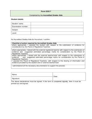 Fillable Online Form OOS 7 Completed by the Accredited Grades Aide Fax ...
