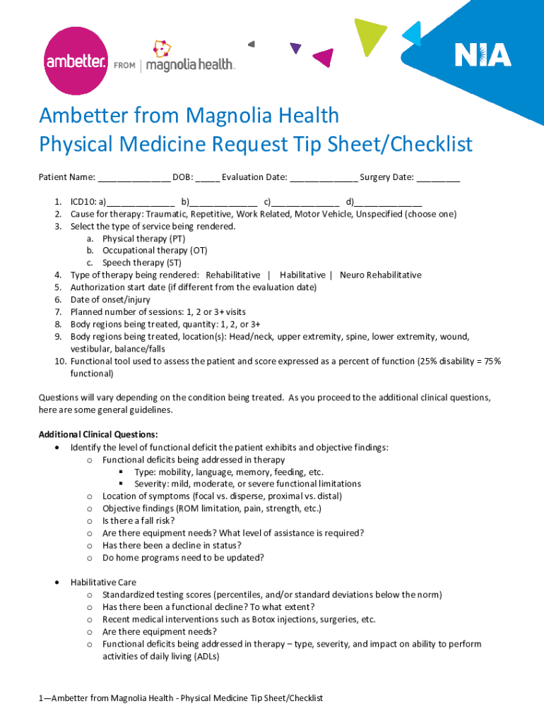 Fillable Online Ambetter from Magnolia Health Physical Medicine Request ...