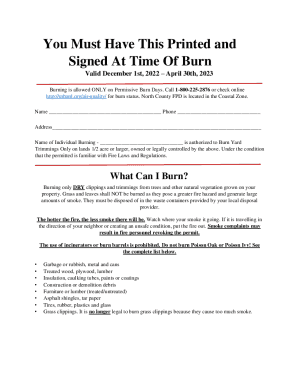 Fillable Online When Do You Need a Burn Permit and What Can ... Fax ...