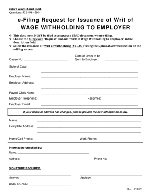 Fillable Online Employer's Withholding Order E-filing Request for ...
