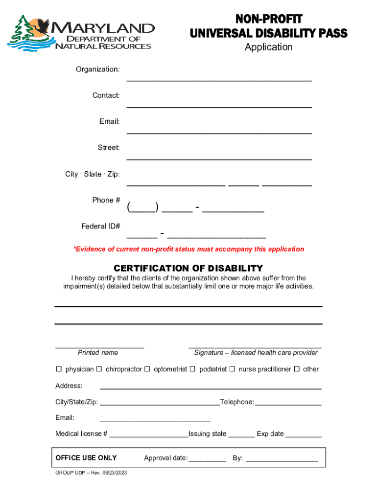 Fillable Online dnr state md Universal Disability Pass - Fill Online, Printable, Fillable ...