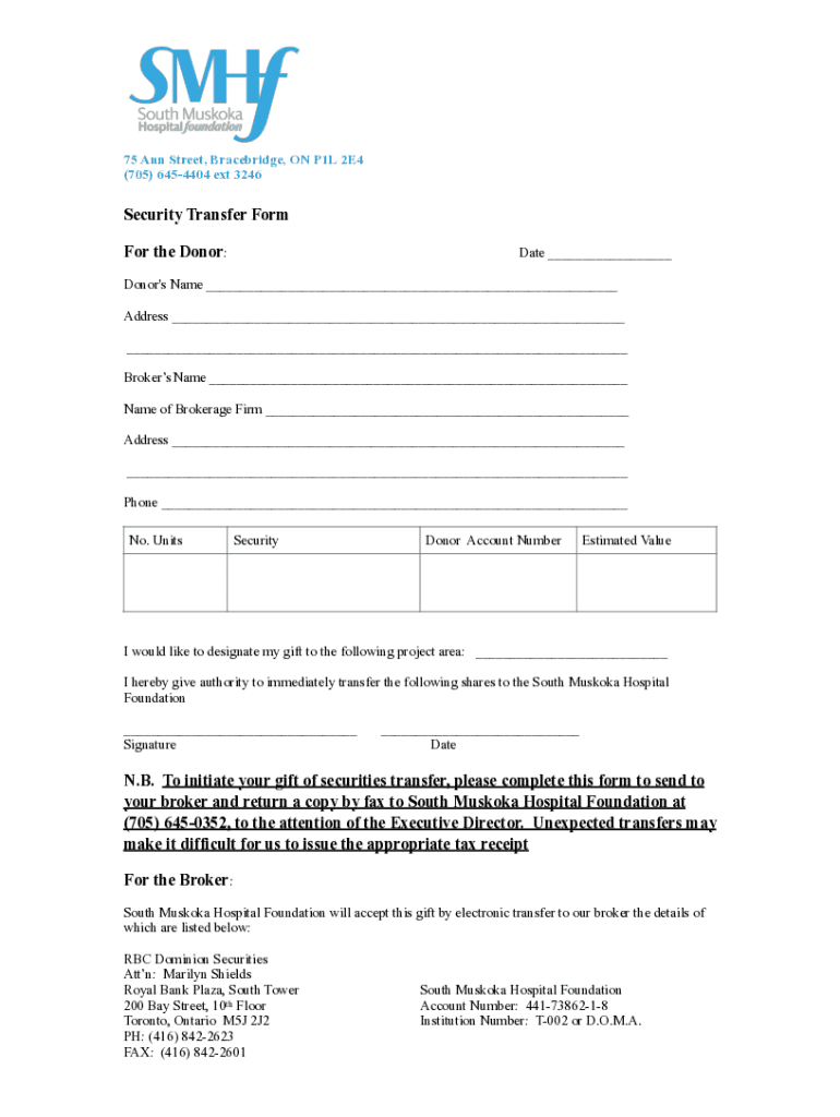 Fillable Online Security Transfer Form New with logo Fax Email Print ...