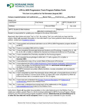 Fillable Online libs morainepark LPN to ADN Progression Track Program ...