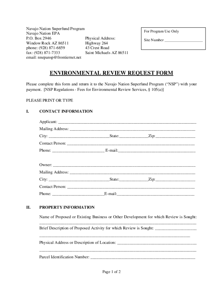 Fillable Online ENVIRONMENTAL REVIEW REQUEST FORM Fax Email Print ...
