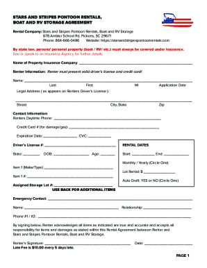 Fillable Online stars and stripes pontoon rentals, boat and rv storage ...