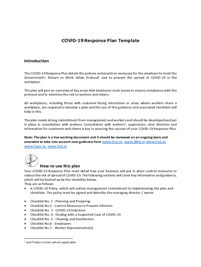 Fillable Online COVID-19 Response Plan Template Fax Email Print - pdfFiller