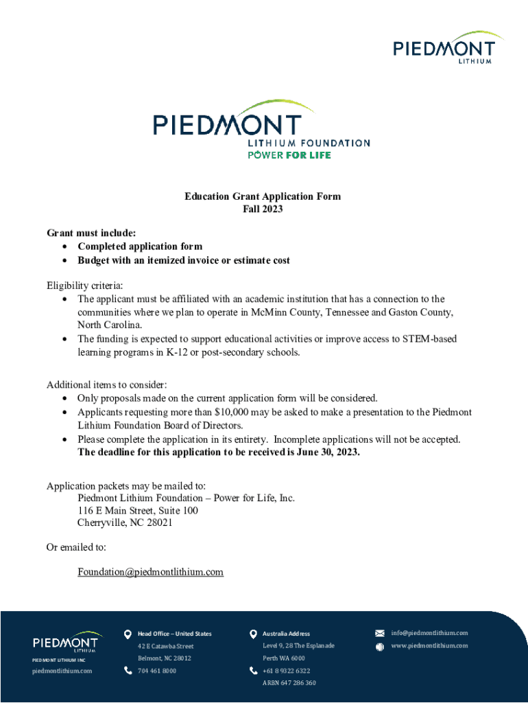 Fillable Online Education Grant Application Form Fax Email Print ...