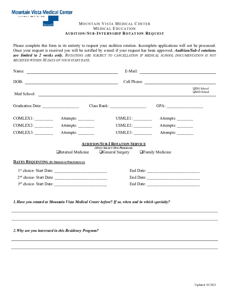 Fillable Online Rotation Request form Fax Email Print - pdfFiller