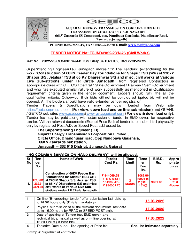 Fillable Online GUJARAT ENERGY TRANSMISSION CORPORATION LTD Fax Email ...