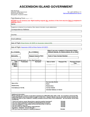 Fillable Online Flight Booking Form (page 1 of 2) Fax Email Print ...