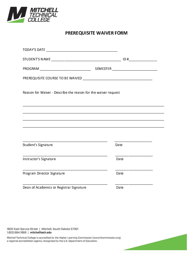 Fillable Online Prerequisite Waiver Request Form Fax Email Print ...
