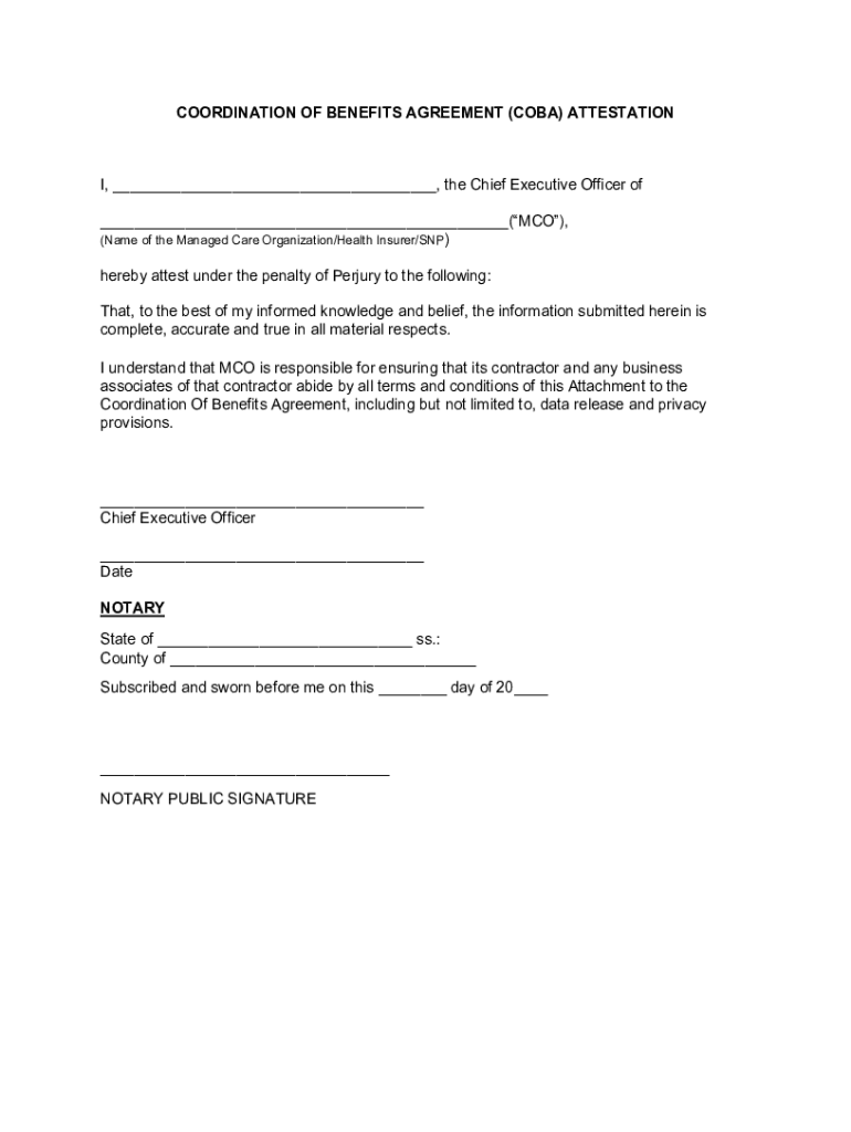 Fillable Online CMS Coordination of Benefits Agreement (COBA) Fax Email ...