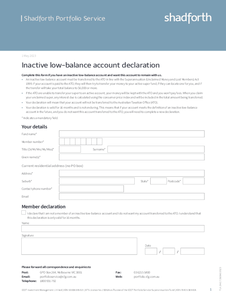 Fillable Online Shadforth Portfolio Service - Managed Investments Fax Email Print - pdfFiller