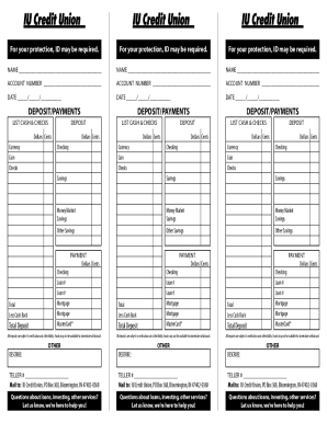 Fillable Online IU Credit Union Deposit Form Fax Email Print - pdfFiller