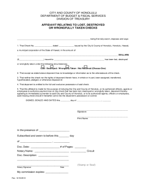 Fillable Online Affidavit for Replacement Check-20161216.doc Fax Email ...