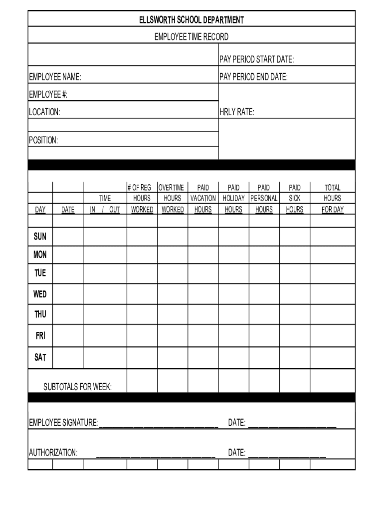 Fillable Online Time Sheet for One Week Fax Email Print - pdfFiller