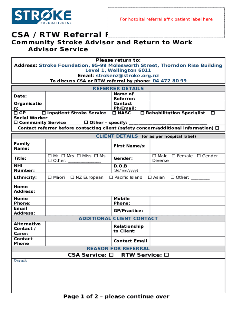 Return to Work After Stroke: A Survey of Occupational ... Doc Template | pdfFiller
