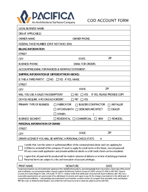 Fillable Online COD-Account-Application.pdf Fax Email Print - pdfFiller