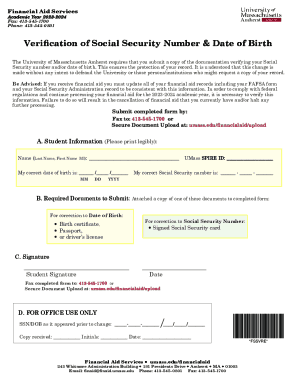 Fillable Online Verification of Social Security Number & Date of Birth ...