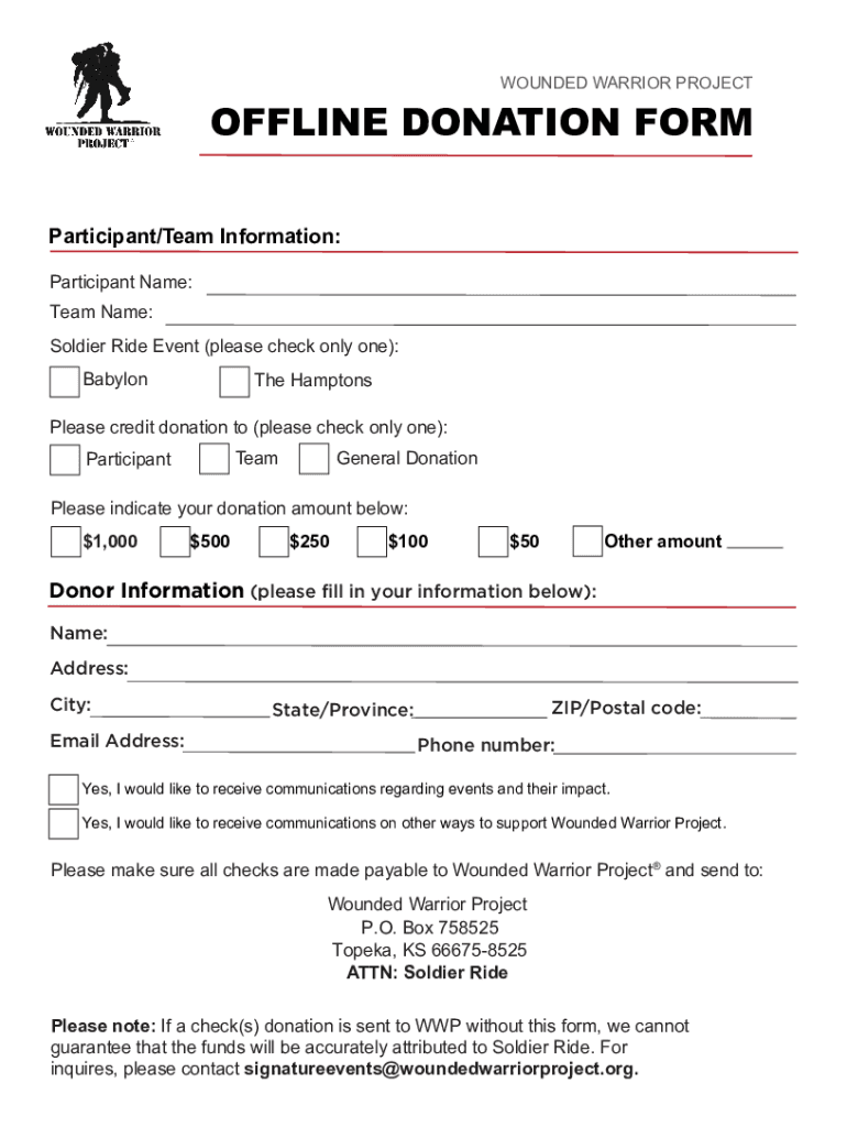 Fillable Online Community Soldier Ride - Babylon - Wounded Warrior ...