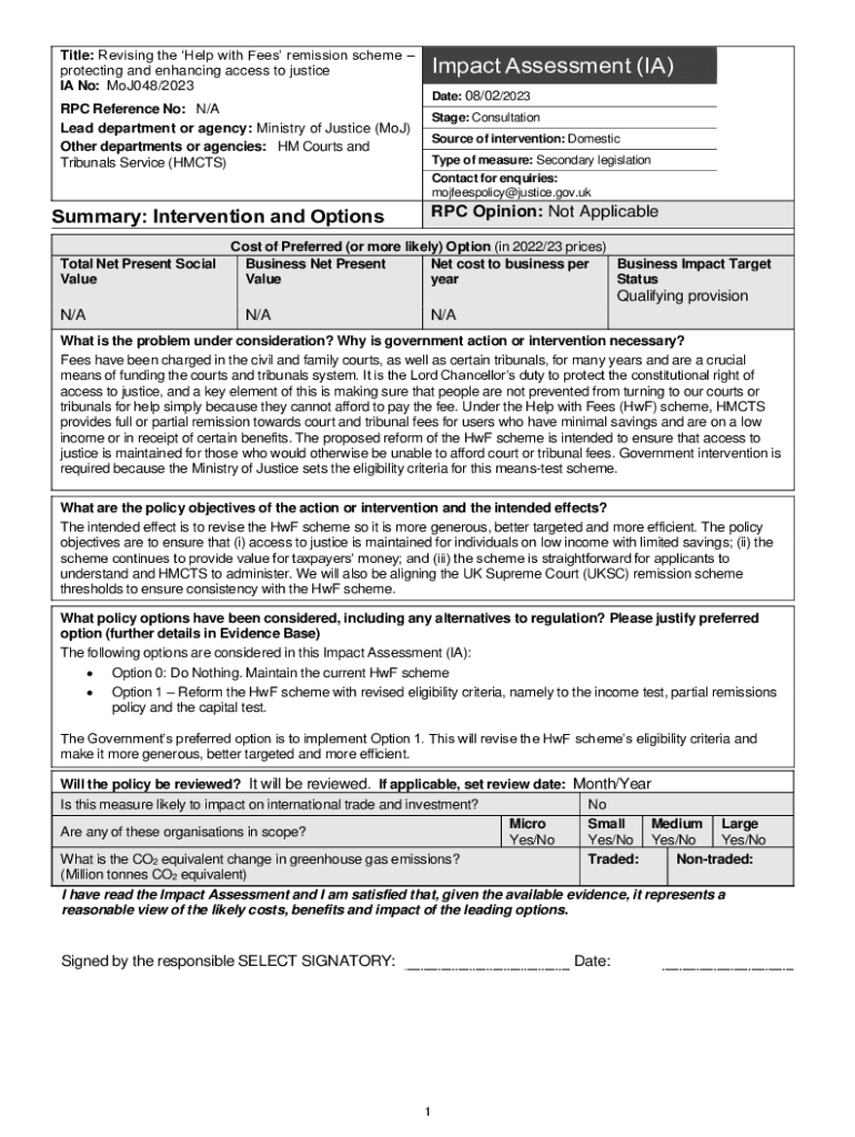 Fillable Online Court and Tribunal Fee Remission Reform Impact ...