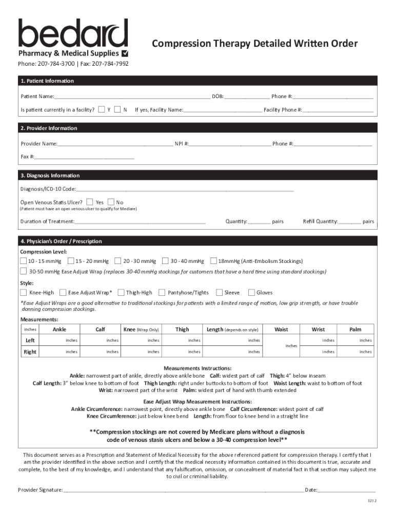 Fillable Online Compression Therapy Detailed Written Order Fax Email ...