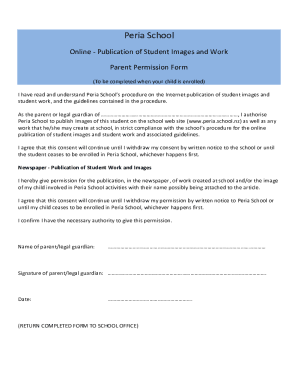Fillable Online Peria School Online Parent Permission Form Fax Email ...