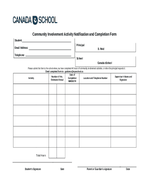 Fillable Online Community Involvement Hours - The Country Day School ...