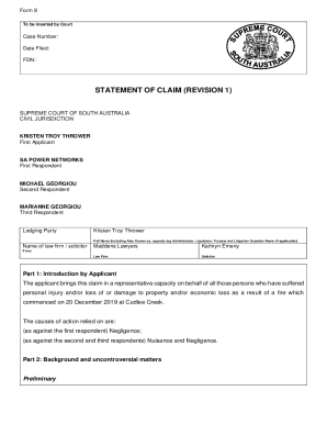 Fillable Online Form 8 Statement of Claim Standalone Fax Email Print ...