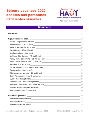 Fillable Online Formulaire d'inscriptionVacancierSjours Vacances ...