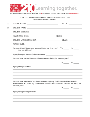 Fillable Online Application For Automobile Driver Authorization Fax ...