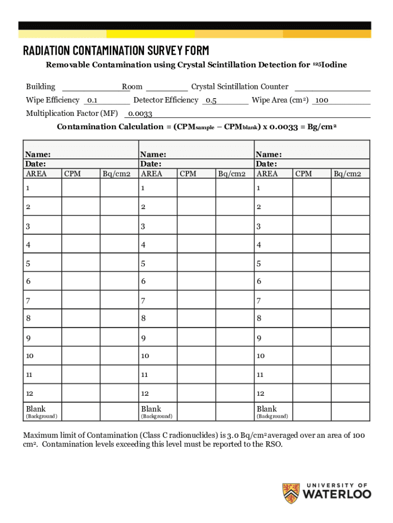 Fillable Online Removable Contamination using Crystal Scintillation ...