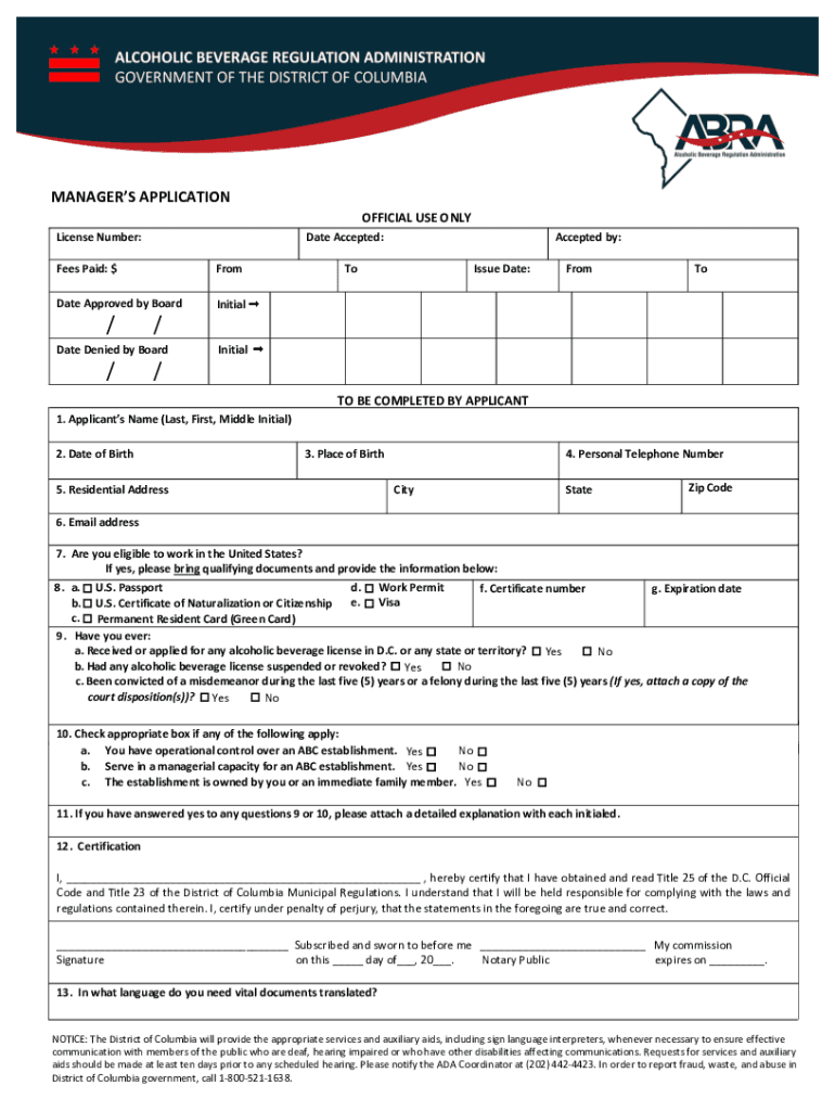 Fillable Online abra dc Application to Determine Qualifications of ...