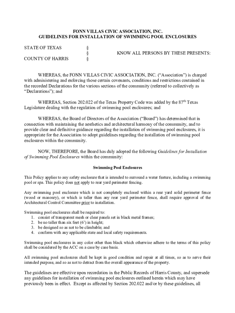 Fillable Online Guidelines For Swimming Pool Enclosures Fax Email Print ...