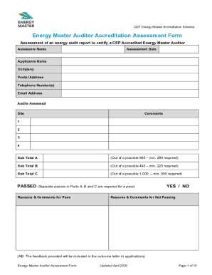 Fillable Online Energy Master Auditor Accreditation Assessment Form Fax ...