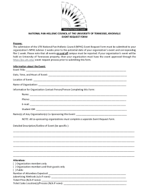 Fillable Online gogreek utk Student Event Request Form - Campus Event ...