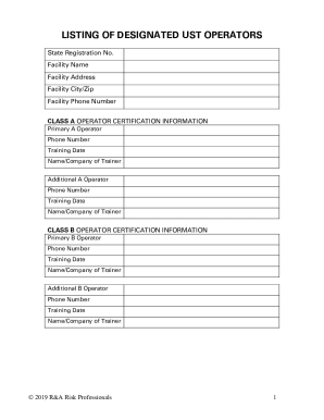 Fillable Online Class A and Class B UST Operator Exams Fax Email Print ...