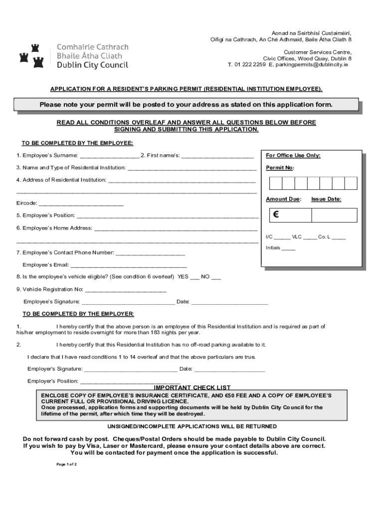 Fillable Online Visitor parking permit application form Fax Email Print ...