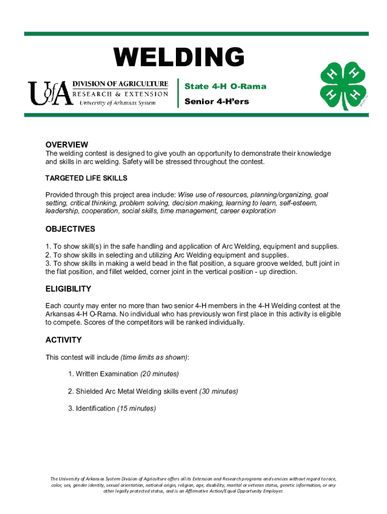 Fillable Online Welding competition to debut at 4-H-O-Rama in July Fax ...