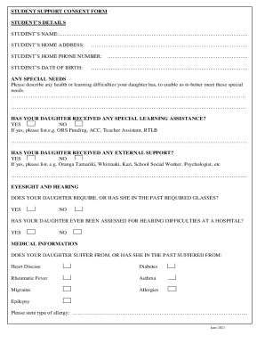 Fillable Online Student Support Consent Form Fax Email Print - pdfFiller