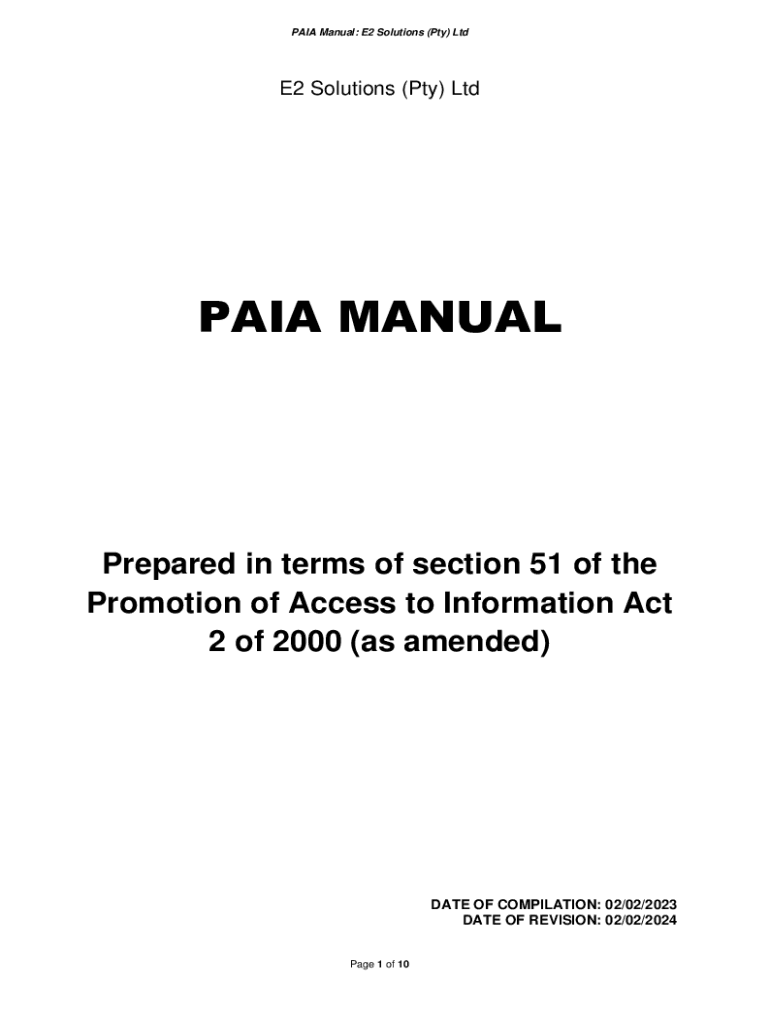 Fillable Online Promotion of Access to Information Act (Act 2 of 2000 ...