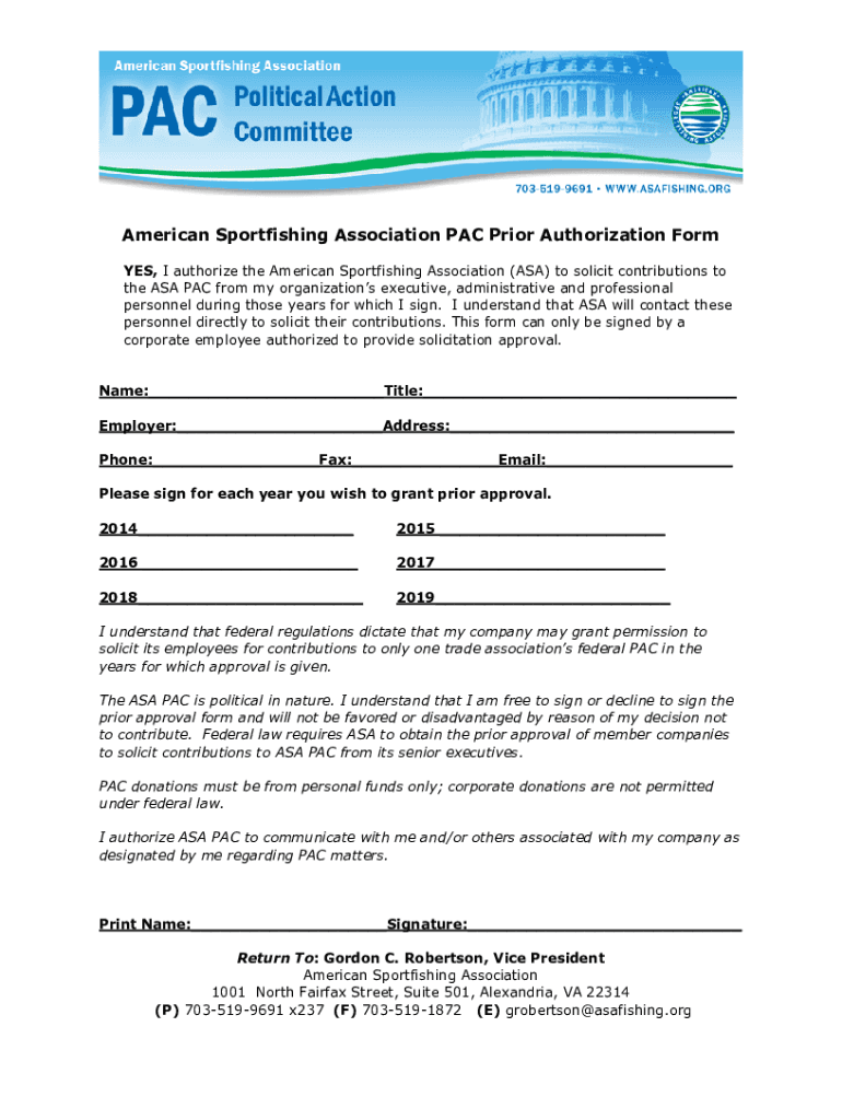 Fillable Online American Sportfishing Association PAC Prior ...