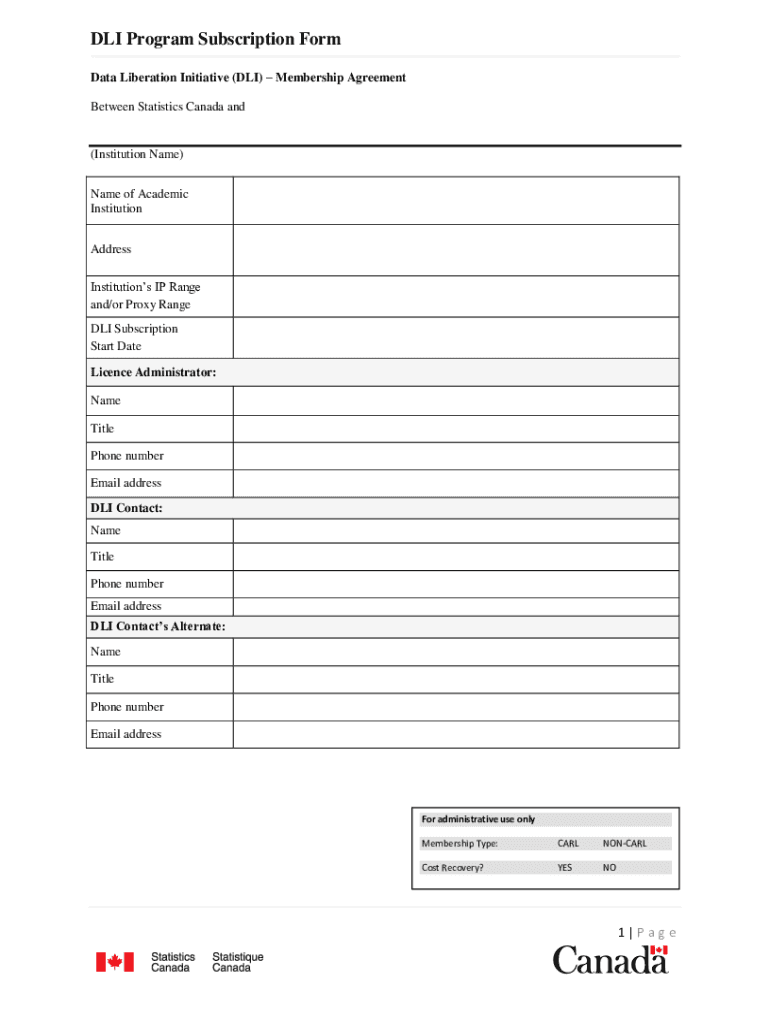 Fillable Online DLI Program Subscription Form Fax Email Print - pdfFiller