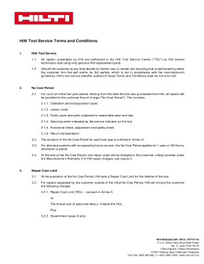 Fillable Online Hilti Tool Service Terms and Conditions - PDF Free ...