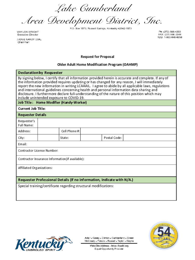 Fillable Online Request for Proposal Older Adult Home Modification ... Fax Email Print - pdfFiller