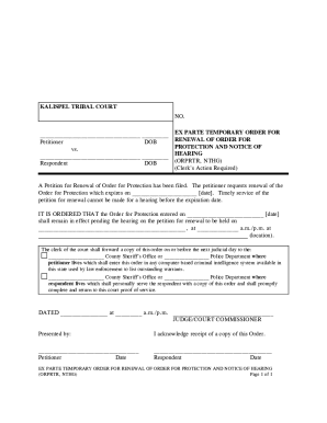 Fillable Online EX PARTE TEMPORARY ORDER FOR Fax Email Print - pdfFiller