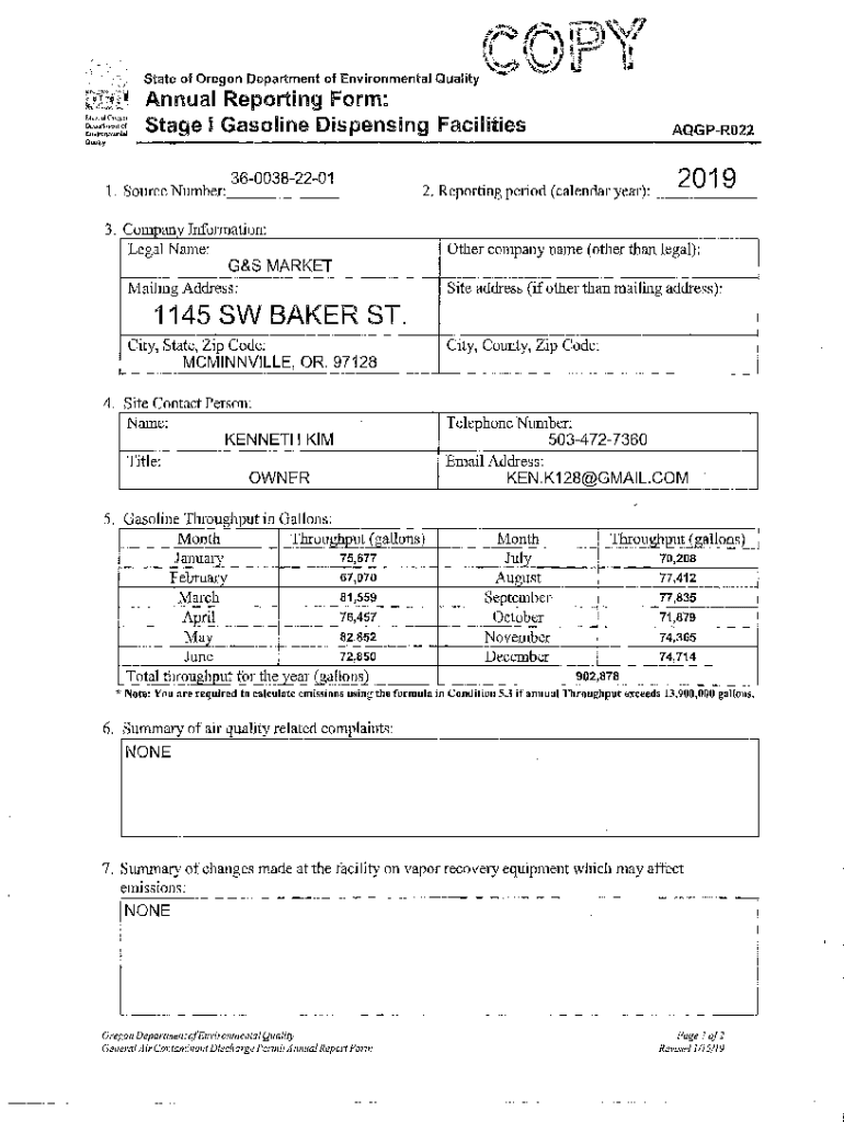 Fillable Online 1145 SW BAKER ST. - Department of Environmental Quality ...